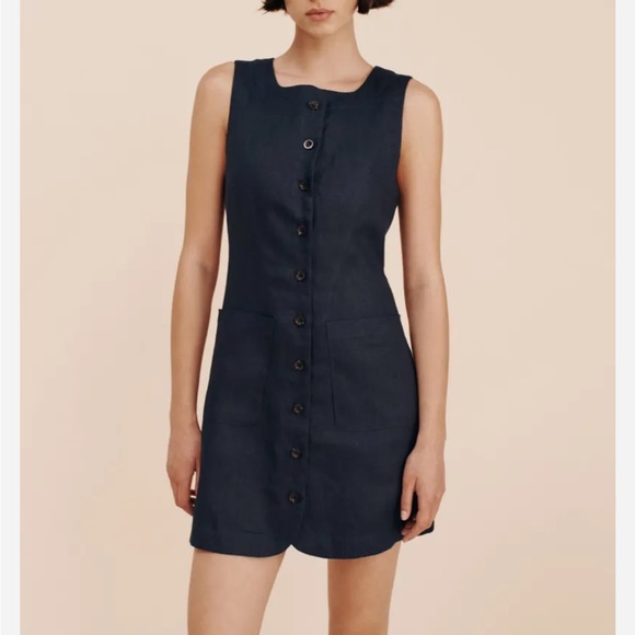Posse | Dresses | Posse Emma Button Down Mini Ink | Poshmark